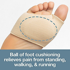 ZenToes Metatarsal Pads for Men and Women - Ball of Foot Pain Relief Cushions for Sesamoiditis, Metatarsalgia, Morton's Neuroma - 2 Pairs Fabric Sleeves with Gel Inserts (Medium, Beige)