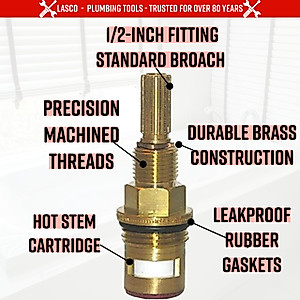 LASCO S-180-1NL 1/2-Inch No Lead Hot Ceramic Stem for Cartridge 4001