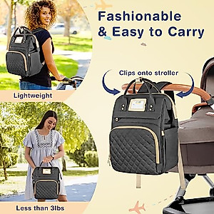 Xexxvre Diaper Bag Backpack, Multifunction Travel Back Pack Maternity Baby Changing Bags, Baby Bags for Boys Girls, Large Capacity, Waterproof and Stylish-Light black