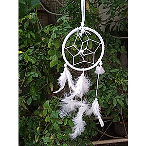 FIKIMOS Dream Catchers Wall Decor, Handmade Feather Bedroom Home Car Decor Nursery Room Hanging Decoration (3" White Ring)