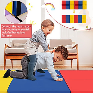 Giantex 6'x2' Tri-Fold Gymnastics Mat with Carry Handles Tumbling Exercise Gym Mat for Aerobics, Yoga, Stretching, MMA (Multicolor)