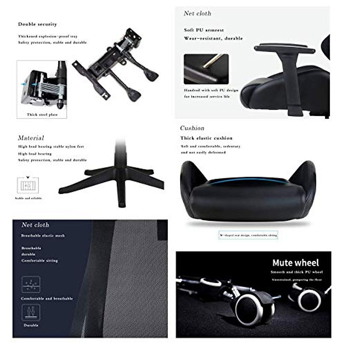 VejiA Ergonomic Chair Computer Chair Home Waist Backrest Office Comfortable Long Seat Chair Gaming Chair Study Chair Swivel Chair