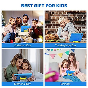 Cheerjoy Kids Tablet 10 inch, Android 12 Tablet for Kids with Parent Control, Kidoz Pre-Installed, 2GB+32GB, 6000mAh Dual Camera WiFi Bluetooth Tablet, Children Tablet with Shock-Proof Case (Blue)