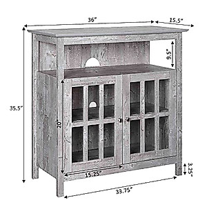 Convenience Concepts Big Sur Highboy TV Stand with Storage Cabinets, Faux Birch