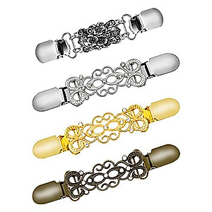 Ruisita 4 Pieces Retro Cardigan Clip Sweater Collar Clip Shawl Clips Dresses Shawl Clip for Women Girls (Color 1)
