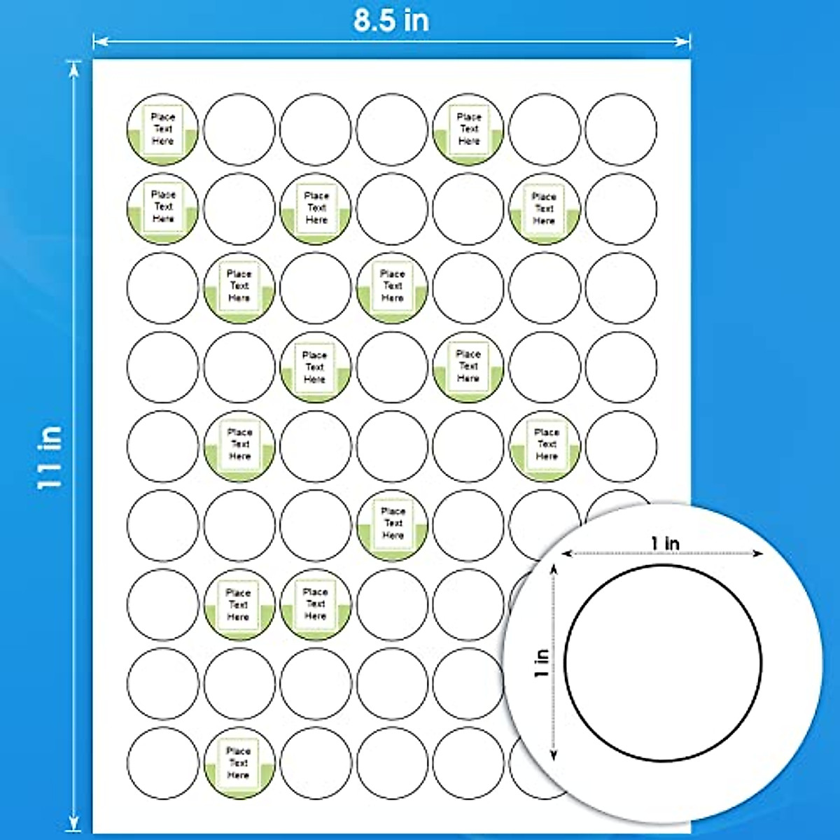 MaxGear 1" Round Sticker Labels, Template 6450, for Inkjet or Laser Printer, Matte White Printable Labels Sheets, Strong Adhesive, Dries Quickly, Holds Ink Well, 30 Sheets, 1890 Labels