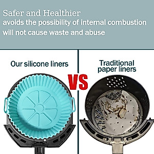 Silicone Liners for Air Fryer Basket - 2 PCS Air Fryer Silicone Liners, 8 Inch Round Reusable Air Fryer Liners, Blue and Pink - YAWALL