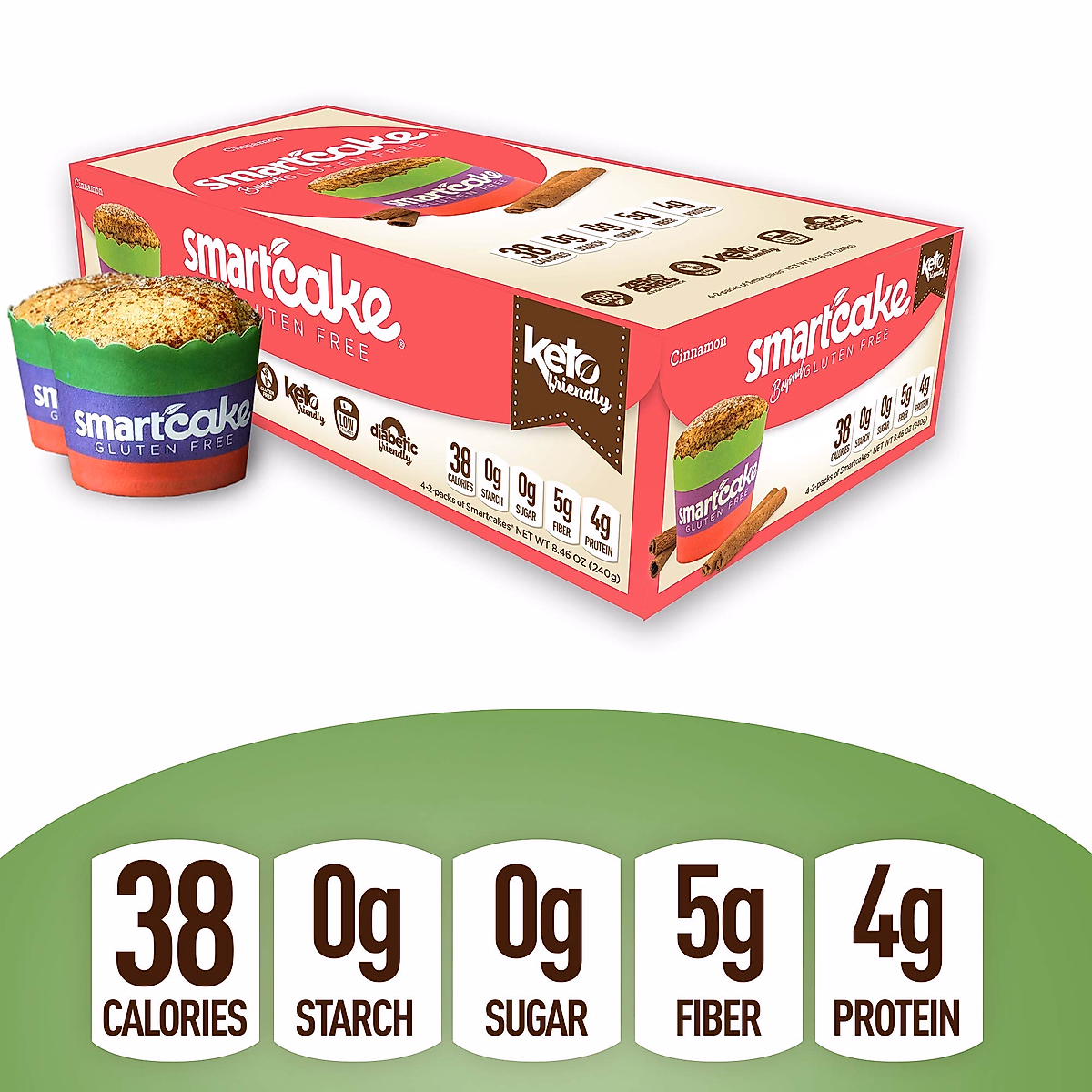 Smart Baking Company Smartcake, Sugar Free, Gluten Free, Low Carb, Keto Dessert(Vanilla Latte, 8 CT)
