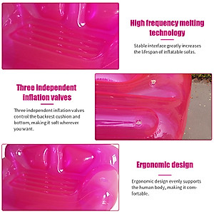 AQQHSAIN Transparent Inflatable Sofa Seat Clear Double Person Sofa Pink Blow Up Chairs Portable Camping Yard Couchs Air Sofa Patio Blow Up Furniture for Camping Outdoor Beach