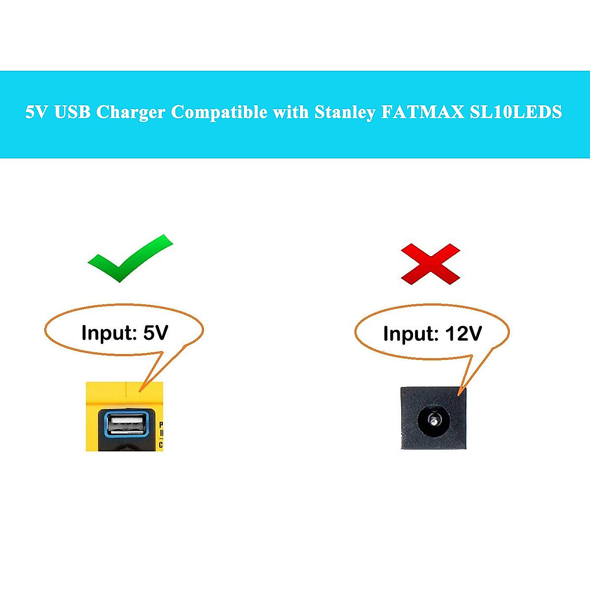 Replacement for Stanley Fatmax Spotlight Charger Compatible with Stanley SL10LEDS SL10LEDSL 5V Flashlight Power Cord