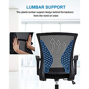 Home Office Chair, Ergonomic Desk Chair Mesh Mid Back Adjustable Height Computer Chair with Lumbar Support and Armrest Executive Arbitrary Rolling Swivel Task Chair - Black