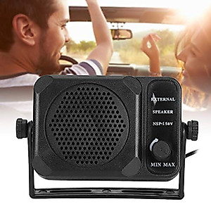 Qiilu Car Radio External Speaker, Mini External Speaker NSP‑150V 2‑Way Radio CB HF VHF UHF Transceiver Car Accessory