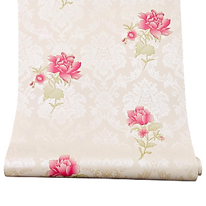 SimpleLife4U Pink Peony Furniture Protect Paper Removable Vinyl Damask Shelf Drawer Liner 17.7 Inches by 9.8 Feet