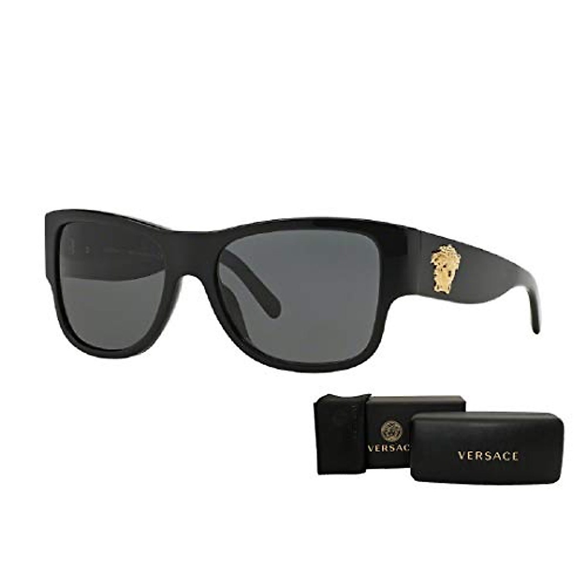 Versace VE4275 GB1/87 58M Black/Grey Square Sunglasses For Men For Women + BUNDLE with Designer iWear Eyewear Kit