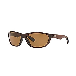 Ray-Ban RB4188 Wrap Sunglasses, Shiny Brown/Brown Polarized, 63 mm