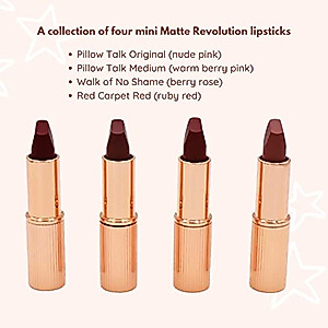 CHARLOTTE TILBURY Mini Iconic Lip Wardrobe - Matte Revolution Quad 4 Lipsticks Gift Set:: Pillow Talk, Pillow Talk Medium, Walk of No Shame, Red Carpet Red - Long Lasting