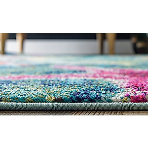 Unique Loom Positano Collection Coastal Modern Bright Colors Starfish Navy Blue Area Rug (8' x 10')