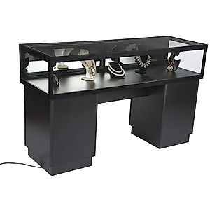 Displays2go JDSHCPMA60 Jewelry Display Case, 60-Inch with Sliding Door and LED Design, Locking