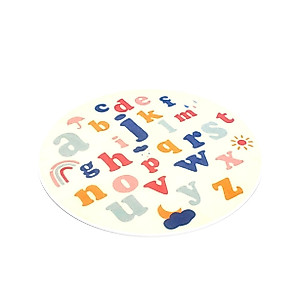 ABREEZE ABC Round Carpet Kids Children Educational Learning Area Rug 4ft, Fluffy Faux Wool Alphabet Baby Crawling Mat, Activity Centerpiece Play Mat for Boys Girls Bedroom Play/Game Room