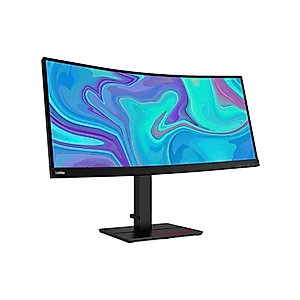 Lenovo ThinkVision T34w-20 34" WQHD Curved Screen WLED LCD Monitor - Raven Black - 3440 x 1440 - HDMI - DisplayPort - USB Hub - USB Type-C