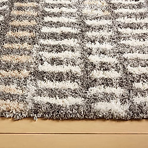 Home Dynamix The Spruce Marcella Louise Geometric Stripe Shag Area Rug, Gray/Ivory, 7'10"x10'5" Rectangle