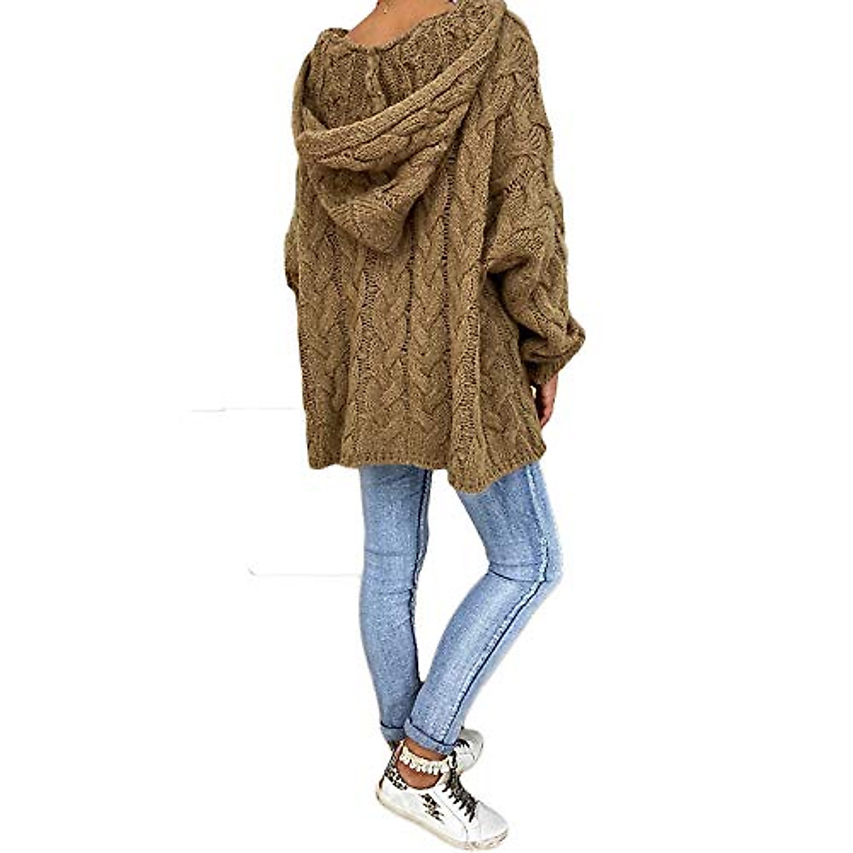 GDDXLM Womens Sweaters Hoodies Pullover V Neck Long Sleeves Tops Plus Size Shirt Chunky Cable Knit Sweater Solid Color Jumper Casual Loose Twist Knitting Sweatshirt Blouses Knitwear