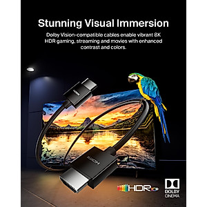 Belkin Ultra HD HDMI 2.1 Cable 6.6FT/2M, 4K Ultra High Speed HDMI Cable, 48Gbps HDMI 2.1 Cord, Dolby Vision HDR & 8K @60Hz, 10K Streaming - Compatible w/ Playstation, PS4, PS5, Xbox Series X, & More