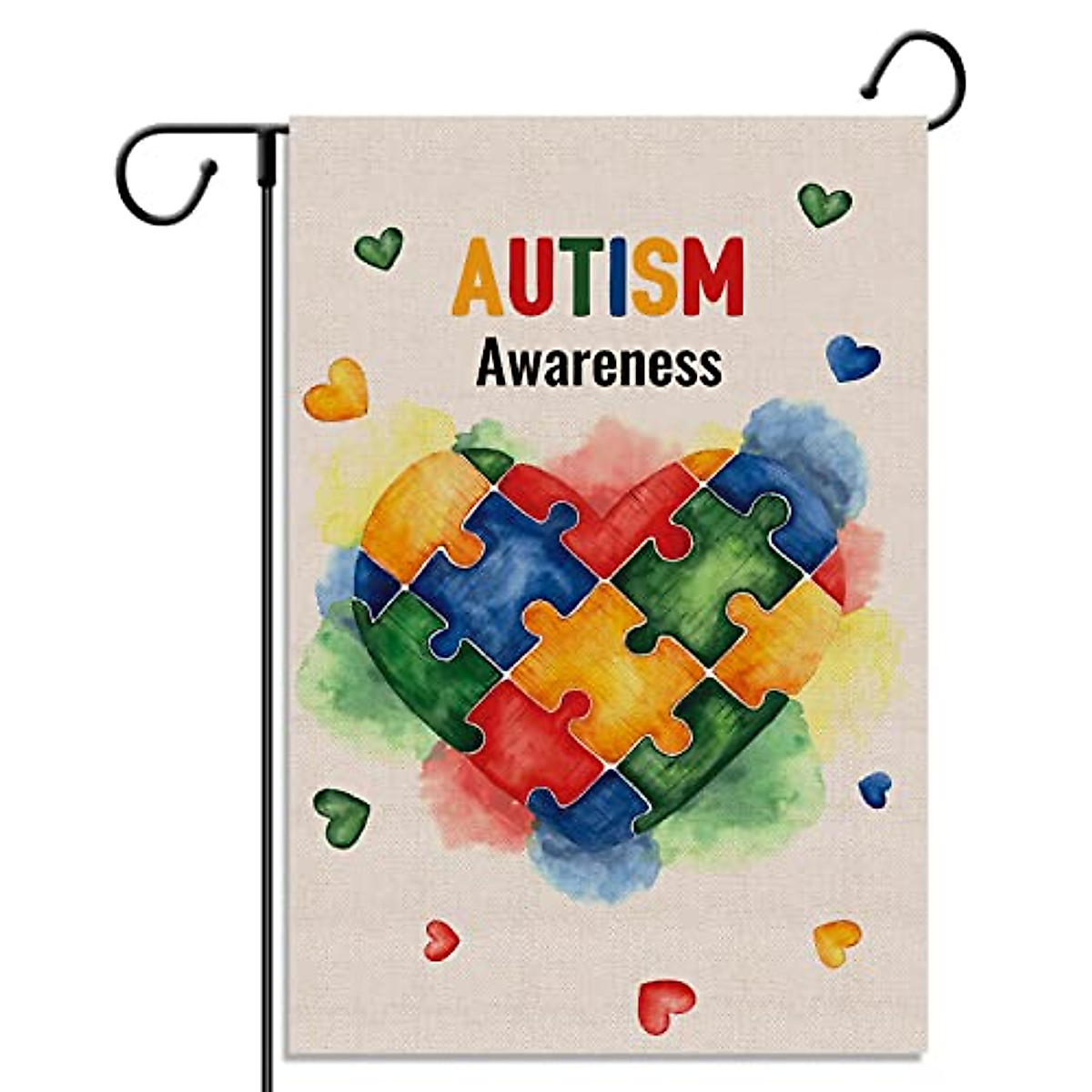 Autism Awareness Garden Flag Puzzle Piece Heart Inspirational Support Vertical Double Sized Yard Outdoor Decoration