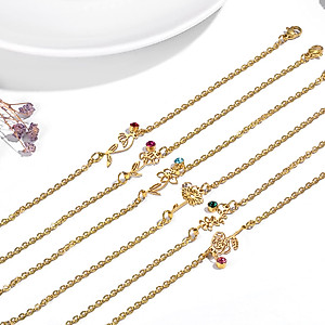 Nupdot March Birth Flower Bracelets, 14K Gold Plated Birth Month Daffodil Floral Birthstone Charm Bracelets Wildflower Jewelry Mar. Birthday Gifts for Women