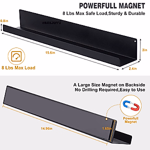 Magnetic Book Shelf - Black Magnetic Shelf for Whiteboard, Sleek Magnetic Shelves for Whiteboard Classroom Great Tool for Teacher Organization for Classroom Supports Up to 8lbs (4kg)