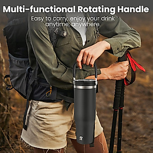 Riley Joy 32 oz 2.0 Stainless Steel Tumbler with Leak-Proof Lid and Straw, Double-Wall Vacuum Insulated Travel Mug for Coffee, Iced Tea, or Water - Ideal for Commutes and Outdoor