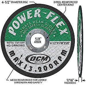 4 1/2 Inch x 1/16 Inch x 5/8 Inch Premium Cut Off Wheels - 10 PACK -, For Cutting all Ferrous Metals and Stainless Steel