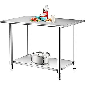MYOYAY Stainless Steel Table for Prep & Work 24 x 36 Inch 550lbs Load Capacity Commercial Kitchen Table Heavy Duty Metal Worktable Workstation with Adjustable Undershelf for Restaurant Hotel