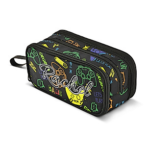 Joysticks Video Game Custom Large Capacity Pen Pencil Case Pouch for Adults Kids Personalized Durable Stationery Bag with Sturdy Zipper & 3 Compartments Pencil Box for Student Teen College Office