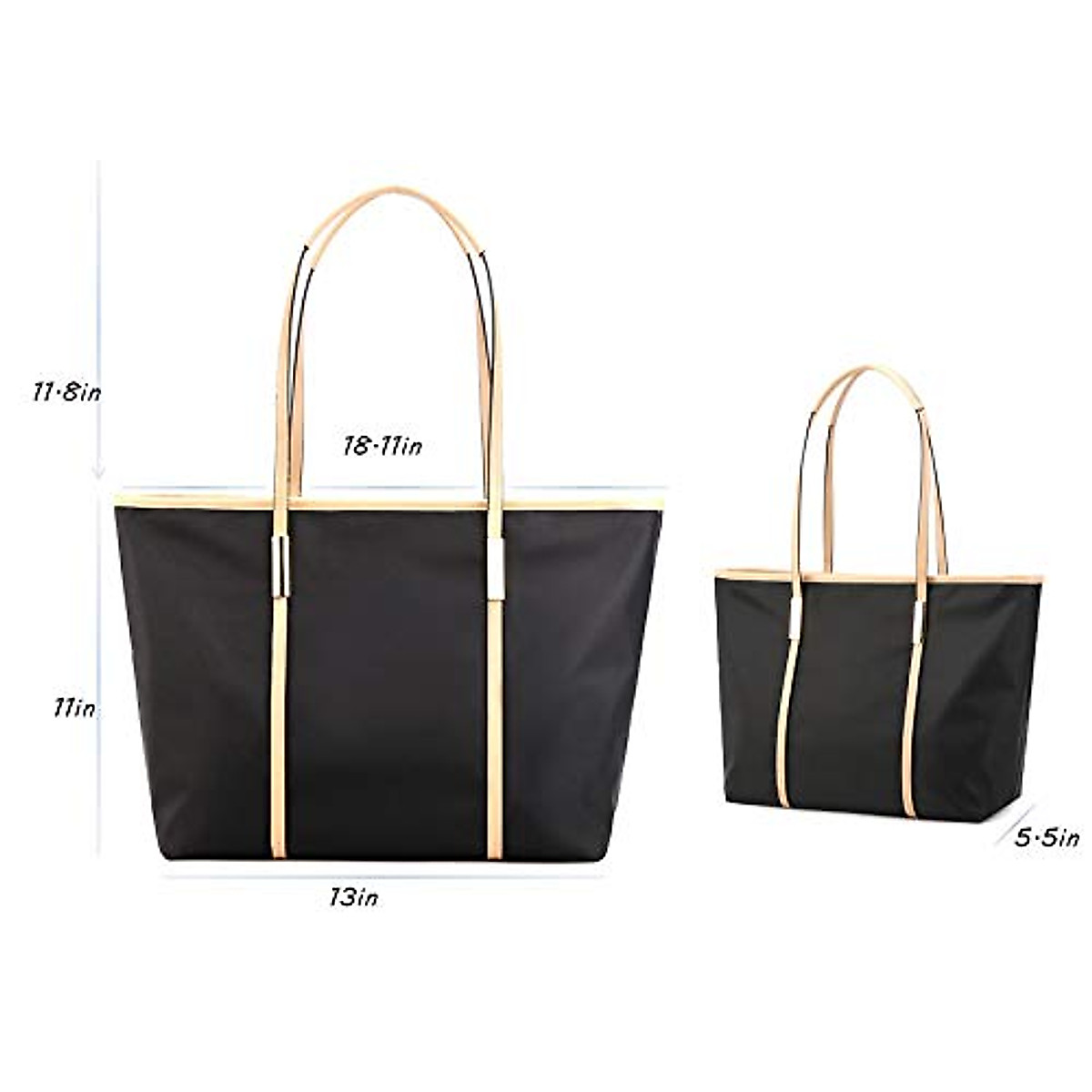 Wxnow Women Stylish Tote Bag Large Waterproof Travel Shoulder Handbag School Work Travel Shopping Black