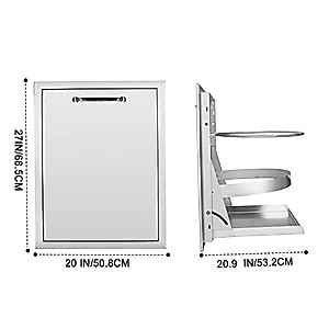 Karpevta Built-in Trash Drawer W20''XD20.9''XH27''Propane Drawer and Adjustable Garbage Ring Roll-Out Trash/Propane Tank Drawer Storage Trash Bins/Propane Tank for BBQ Island Patio Grill Station