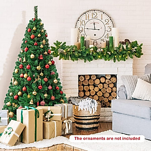 Goplus 6FT Artificial Christmas Tree Xmas Pine Tree with Solid Metal Legs Perfect for Indoor and Outdoor Holiday Decoration