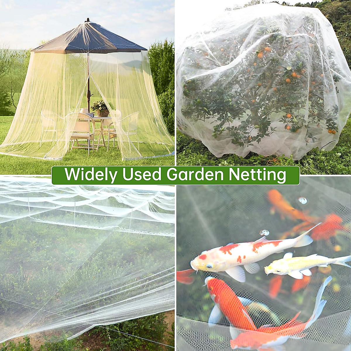 BILIENTE Garden Netting Fine Mesh(8ft x 33ft),Mosquito Netting, Garden Insect Screen Plant Covers for Protect Vegetable Plants Fruits Flowers Crops
