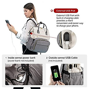 LOVEVOOK Laptop Backpack for Women Fashion Business Computer Backpacks Travel Bags Purse Doctor Nurse Work Backpack with USB Port, Fits 15.6-Inch Laptop Beige Grey