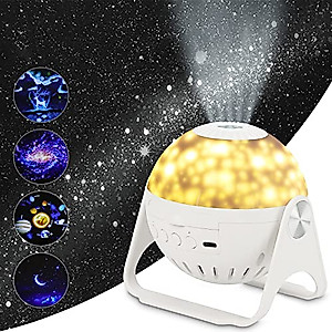 Planetarium Night Light Projector,Galaxy Projector Night Light with Nebula Moon Planets Aurora,360° Rotating Focusable Star Projector Lamp,Ceiling Projector for Room Decor(Wired)