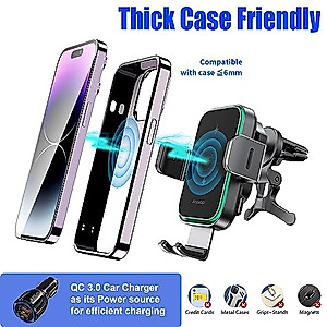 15W Fast Wireless Car Charger Mount Dual Coil - Auto Alignment Clamping Wireless Car Phone Charger, Dashboard Windshield Wireless Charging Car Holder for iPhone15/14/13/12/Pro Max/Samsung Galaxy