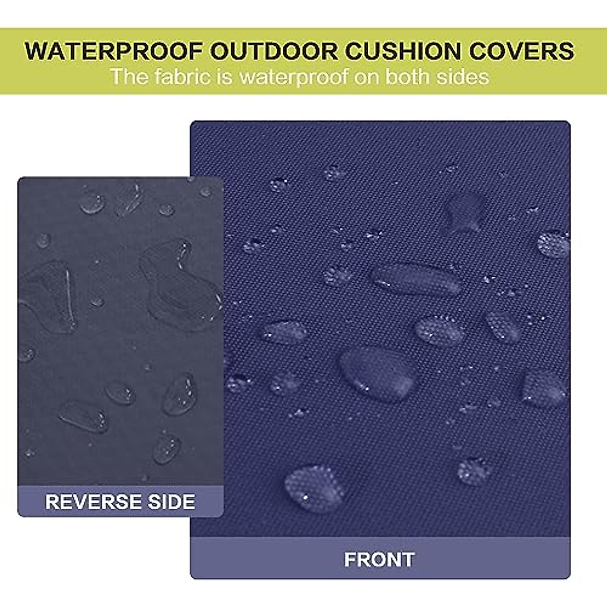 Faible Poisson Outdoor Cushion Covers, 36 x 18 Inch Water Resistant Bench Cushion Cover with Handle and Anti-Slip Straps Replacement Cushions Covers for Patio Backyard Furniture, Dark Blue