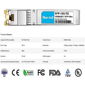 10G SFP+ to RJ45 for Ubiquiti Unifi UF-RJ45-10G Netgear AXM765 Mikrotik S+RJ10 Finisar Supermicro ZTE TP-Link SFP-10G-T-TPL 10GBASE-T SFP+ Copper RJ-45 30m Transceiver Module