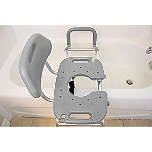 Sliding Shower Chair HydroGlyde Premium Heavy Duty, Padded Bathtub Transfer Bench with Cut Out Seat, for Bath Tub, Adjustable Legs, and Safety Belt, Quick Tool-Less Assembly, Gray