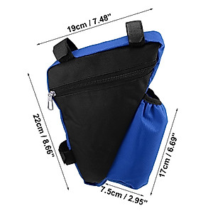 X AUTOHAUX Bike Triangle Frame Bag Front Pouch Cycling Bicycle Wedge Tube Storage Bag with Bottle Holder for Road Mountain Bikes Blue