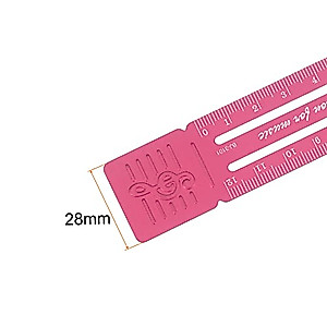 HARFINGTON 3pcs Straight Ruler 12cm Metric Aluminum Alloy Ruler Scale on Both Sides Hollow Design Bookmark Measuring Tool for Children Study Classroom Office, French Rose