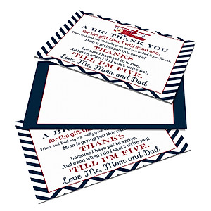 Paper Clever Party Airplane Baby Shower Thank You Postcards (15 Pack) Boys Notecards Only - Eco-friendly Postal Note with Message from Newborn – Adventure Travel Red Blue – Printed 4x6