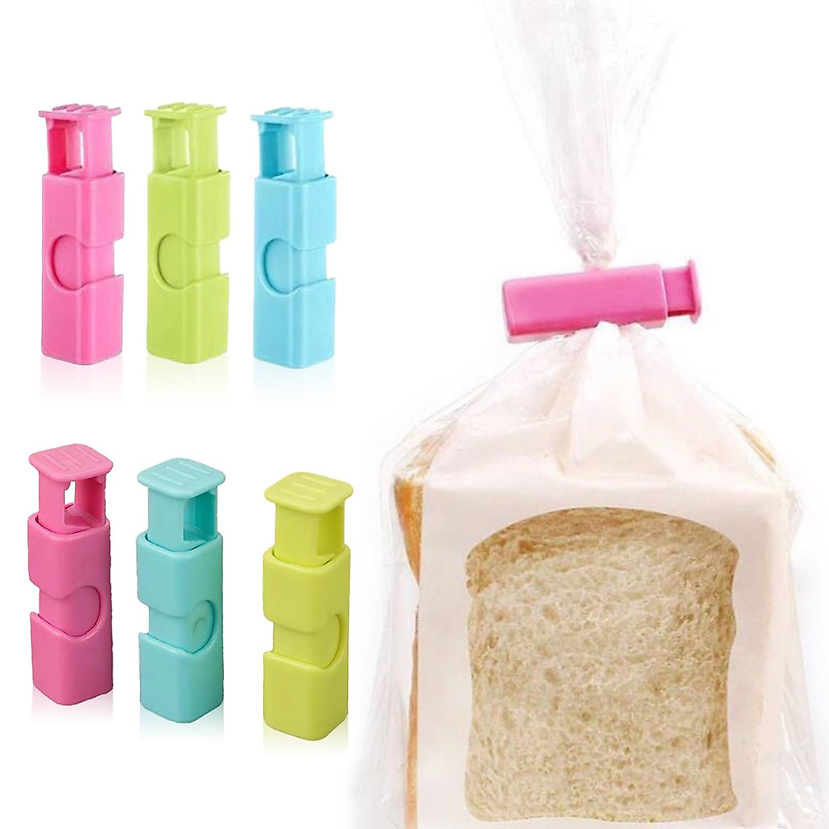 AMPPBI Food Clips,Snack Bread Seal Clips,Plastic Bag Clips, Easy to Use Bread Bag Clips,Moisture Clips,Multipurpose Bag Clips for Snack & Bread Seal(5PC)