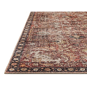 Valenrug Washable Rug 5x7 - Ultra-Thin Antique Collection Area Rug, Stain Resistant Rugs for Living Room Bedroom, Distressed Vintage Rug(Orange, 5'x7')