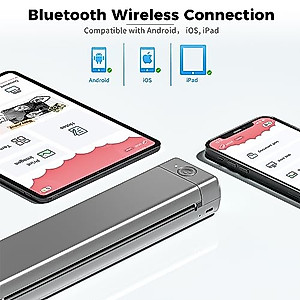 ItriAce Portable Printer, M08F Portable Printers Wireless for Travel, Bluetooth Inkless Thermal Printer for Phone and Laptop, Compatible with Android & iOS for Home, Office, School, with 1 Case